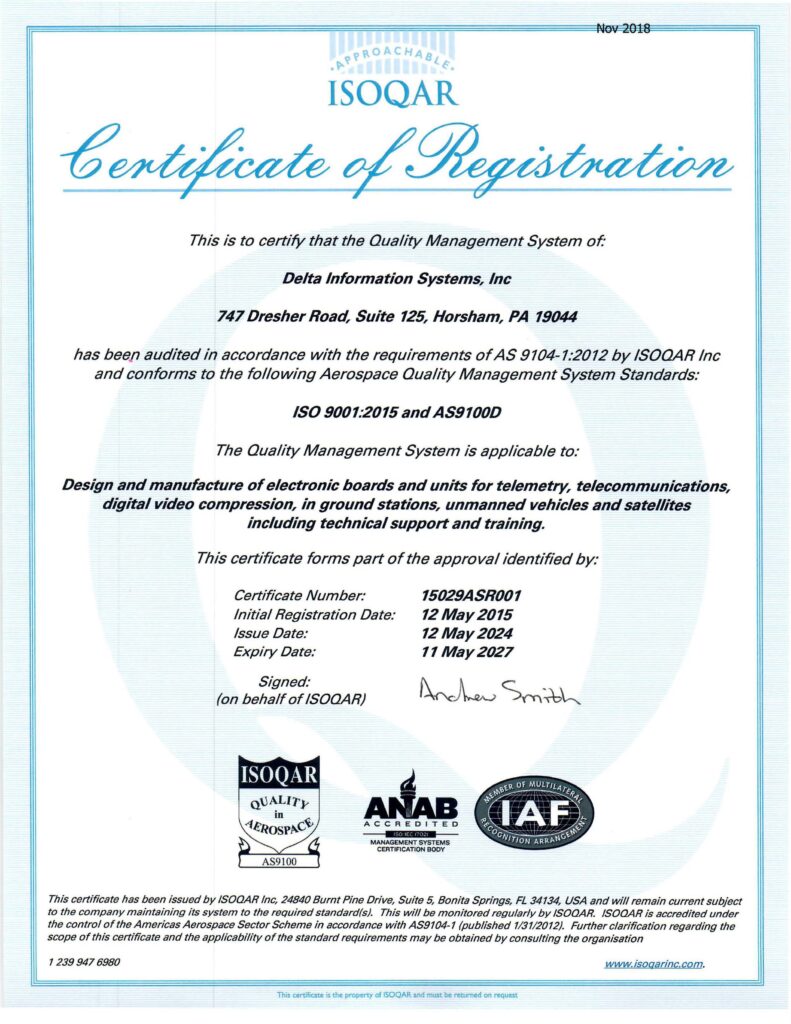 Delta Information Systems 2024 ISO 9001:2015 Certification